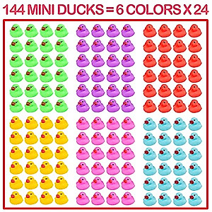 144-Pack Mini Rubber Ducks Set, Mini Colorful Rubber Duckies Bath Toy for Child,Float & Squeak Tiny Ducks Pool Toy Set for Kids Party Favors,Birthday Party Supplies,Prize Rewards