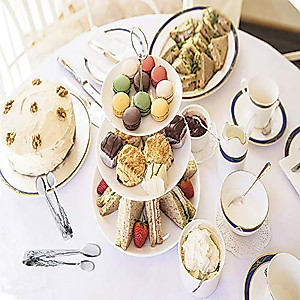 3PCS Mini Serving Tongs, 4Inch Rose Stainless Steel Sugar Cube Tongs, Sliver Small Ice Tongs for Tea and Coffee Party, Appetizers, Desserts by Sunenlyst (Silver)