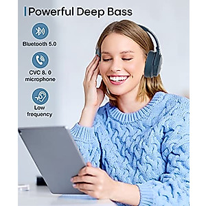 INFURTURE Active Noise Cancelling Headphones, H1 Wireless Over Ear Bluetooth Headphones, Deep Bass Headset, Low Latency, Memory Foam Ear Cups,40H Playtime
