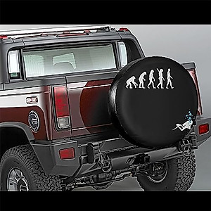 Evolution of Man Funny Scuba Divi Tire Cover Spare Tire Type Cover Wheel Protectors Weatherproof Vinyl Leather Fit Truck, Trailer Rv, SUV 17 Inch