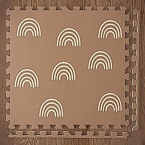CHILDLIKE BEHAVIOR Baby Play Mat- Play Pen Tummy Time Mat & Crawling Mat Foam Play Mat for Baby with Interlocking Floor Tiles 72x48 Inches Puzzle- Baby Floor Mat Infants & Toddlers (X-Large, Rainbows)
