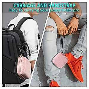 Youtec Compatible with Powerbeats pro Case Cover, Hard Travel Protective Carrying Storage Cover Case Nylon Accessories Bag Women Men with Lanyard + Carabiner Compatible with Power Beats Pro