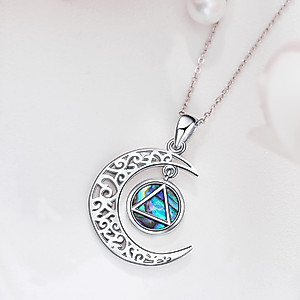 CUPENDA Sobriety Gift Alcoholics Anonymous Necklace Sterling Silver AA Moon Pendant Recovery Symbol Gifts for Women Her