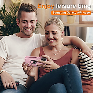 WRJ Compatible with Moto G Stylus 5G 2023 Case with Screen Protector,[Military Grade][Shockproof Protection][Built-in Ring Kickstand] Heavy Duty PC+TPU Dual Layer Case Cover-Girly Pink