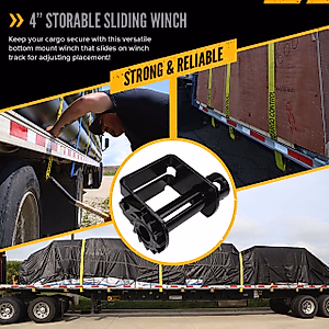 US Cargo Control Standard Sliding Winch for Double L Tracks (5-Pack), 4 Inch Winch Holds Up to 20 Feet of Webbing, Slides to Any Position for Winch Control, 5,500 LBS Working Load Limit