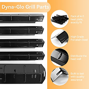 FIRXZYMZ Grill Heat Plate Replacement for Dyna-Glo 5 Burner DGH474CRP DGH483CRP DGH485CRP, Dyna-Glo 4 Burner DGH450CRP Grills, Porcelain Steel Heat Plate, 5 Pack
