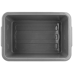 HEIHAK 4 Packs 13 L Plastic Bus Tub, Gray Commercial Bus Box Tote Box, Rectangle Utility Dish Tub for Kitchen, Restaurant, Cafeteria