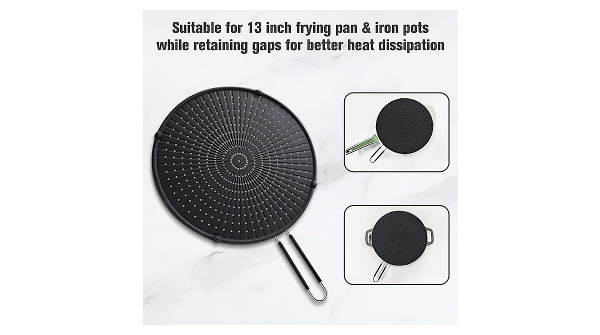 Silicone Splatter Screen for 13” Pans - Heat-Resistant & Multi-Use Guard