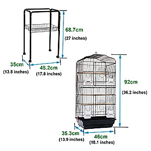 YJJT Bird House Pole Bird Cages for Parakeets - Black Bird Nest Aviary Habitat for Outside Hanging - Bird Bath for Cage Indoor Breeding Fun, Spacious Enough, Easy to Clean, Decor Metal Wall