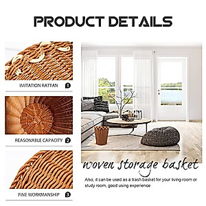 Zerodeko Seagrass Wastebasket Rattan Trash Can Woven Waste Basket Garbage Bin Water Hyacinth Flower Pot Dried Flower Bucket Laundry Storage Basket for Bedroom Bathroom Office Planter