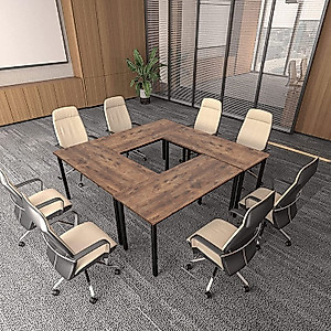 onzy Home Conference Tables 6ft Meeting Room Study Writing Table Office Computer Desk Save Space Design for 8 People, Brown 4PCS