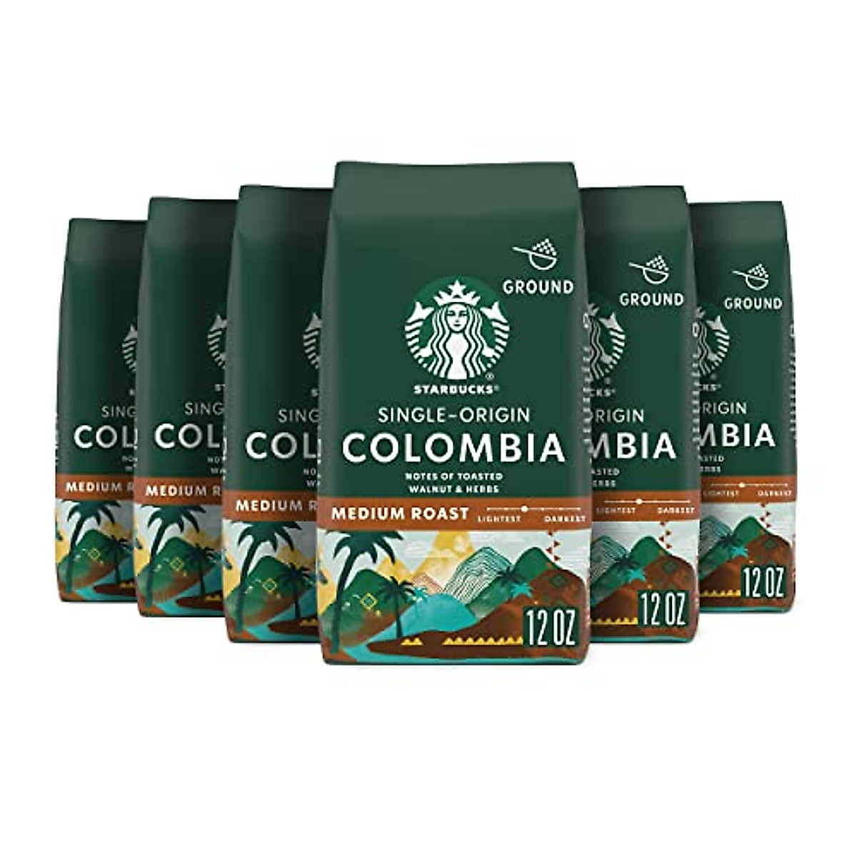 Starbucks Ground Coffeeâ€”Medium Roast Coffeeâ€”Colombiaâ€”100% Arabicaâ€”6 bags (12 oz each)