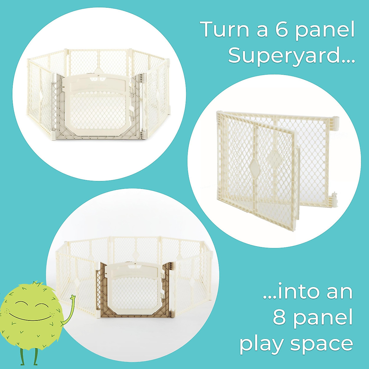 Toddleroo by North States Superyard Ultimate 2 Panel Extension, Made in USA: Increases play space up to 34.4 sq. ft. (Adds 64", Ivory)