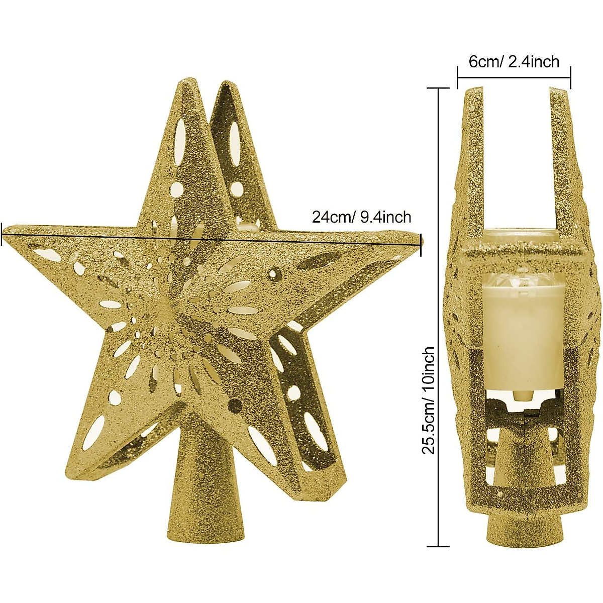 YOCUBY Star Christmas Tree Topper Lighted with Built-in Rotating Magic Ball, Christmas Decoration, LED Treetop Projector for Crown Christmas Tree, Xmas/Holiday/Winter Home Wonderland Party Ornament