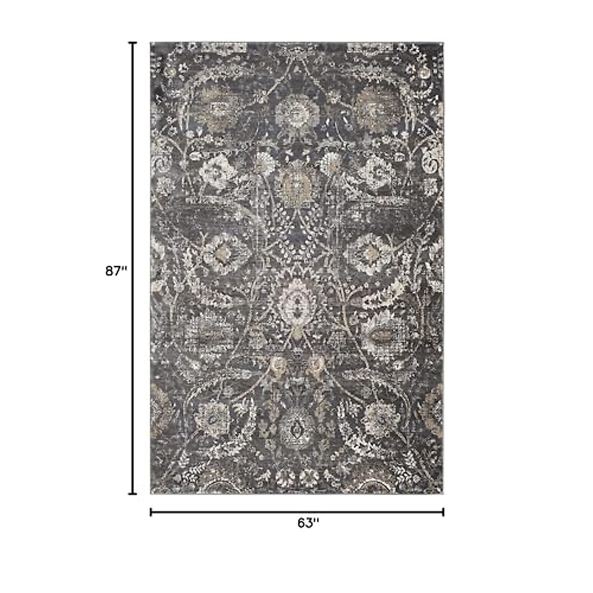 Mark&Day Area Rugs, 5x7 Avellino Traditional Black Area Rug, Black Beige Carpet for Living Room, Bedroom or Kitchen (5'3" x 7'3")