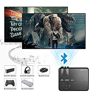 Native 1080p Projector Android OS for Netflix YouTube, Movie Projector with WiFi and Bluetooth, Wireless Display for Phone,Gaming Projector Home Theater Christmas, Compatible w/ TV Stick PC Xbox HDMI
