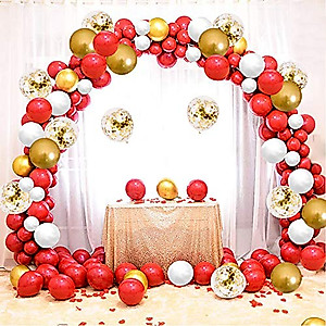 Red and Gold Balloon Garland Kit, 100 Pack Red and Gold Balloons White Gold Confetti Latex Balloons for Birthday Baby Showers Weddings Bridal Shower Anniversary Party Decoration