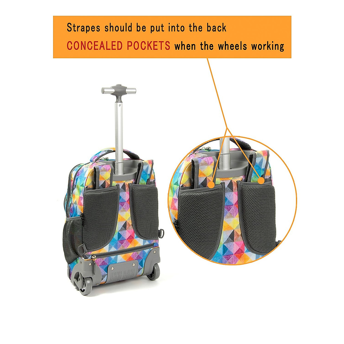 Tilami Rolling Backpack Armor Luggage School Travel Book Laptop 18 Inch Multifunction Wheeled Backpack Students