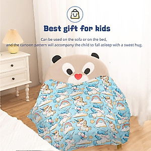 Aimon Kids Weighted Blanket 3lb Light Blue Unicorn, Weighted Throw Blanket, Weighted Comfort Blanket,