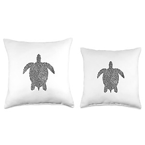Turtle reptile carapace old Sauropsida Testudines Turtle with Pattern in Water Throw Pillow, 16x16, Multicolor