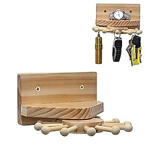 Tie Rack Wall Hanging, Unique Windmill Shape, Made of Handmade Pine Wood, with 12 Individual Belt Racks, Perfect for Placing Necklaces, Masks, Bow Ties, Keys.