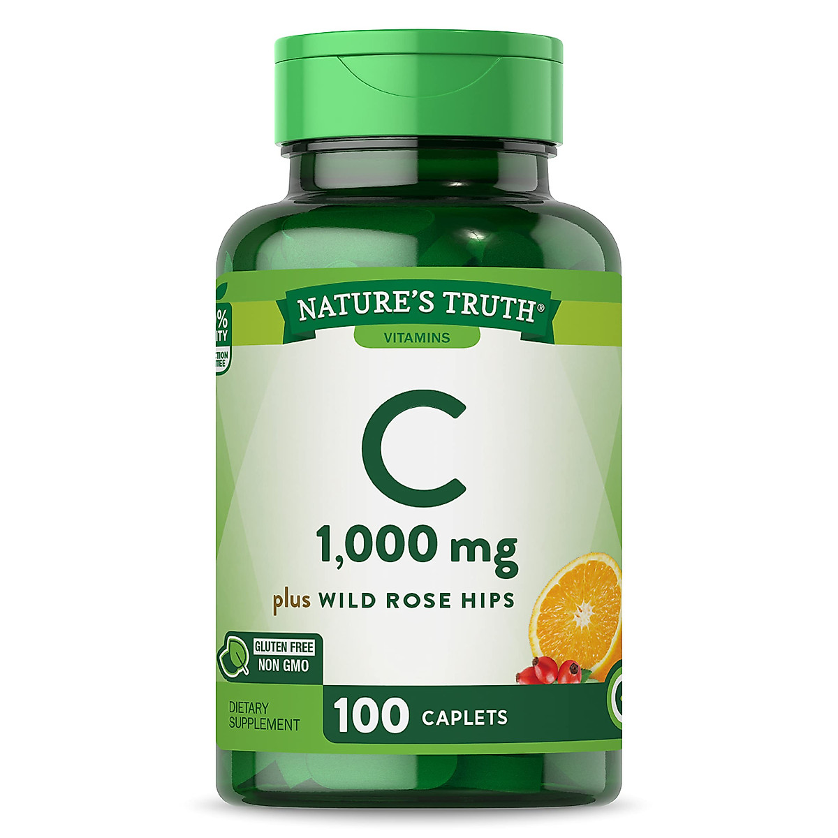 Vitamin C with Rose Hips 1000 mg | 110 Caplets Vegetarian, Non-GMO, Gluten Free | By Nature's Truth