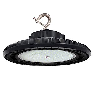 OSTEK 480V 240W UFO LED High Bay Light 38400LM, 5000K 1-10V Dimmable Barn Workshop High Bay Lighting Fixture ETL DLC Listed US Hook 5' Cable
