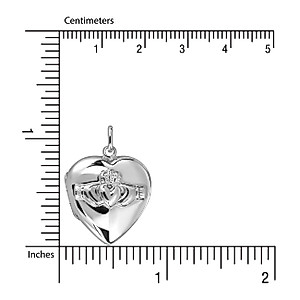 WithLoveSilver 925 Sterling Silver Claddagh Friendship Heart Pendant Locket