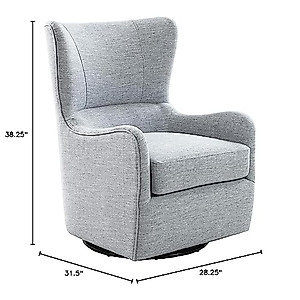 Madison Park Swivel Glider Chair for Living Room, High Back Bedroom Lounge Foam Seat Cushion Upholstered, Nursery Furniture, Metal Base, Fully Assembled, 28.25" W x 31.5" D x 38.25" H, Light Blue