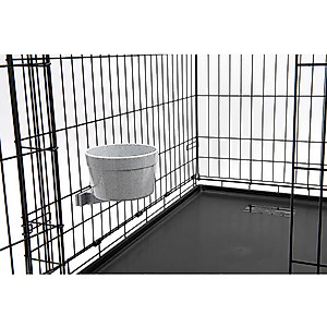 Lixit Quick Lock Removable Dog Kennel Bowls for Wire and Soft Sided Crates (40oz Wire Crate, Granite)