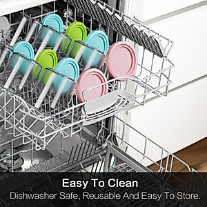 QUSTIOS Ice Cream Pints, 6 Pack Containers with Lids Replacements for Ninja Creami Pints, Compatible with NC301 NC300 NC299AMZ Series Ice Cream Maker, Dishwasher Safe & Leak Proof Creami Containers