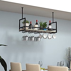 LBHXZZ Wine Rack Ceiling Shelf, Ceiling Shelf Hanging, Ceiling Shelf Mounted Floating Suspended, Adjustable Height Ceiling Decoration Shelf for Bars/Restaurants/Kitens Home Decoration