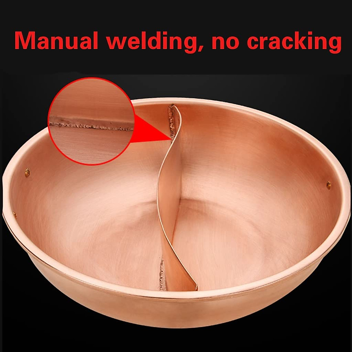 Chafing Dishes Copper Pot Hot Pot Thickened Pure Copper Old-fashioned Mandarin Duck Pot Home Pot Soup Pot Flat Bottom Induction Stove For Family Dinners And Outdoor Picnics (Color : Brass, Size : 32