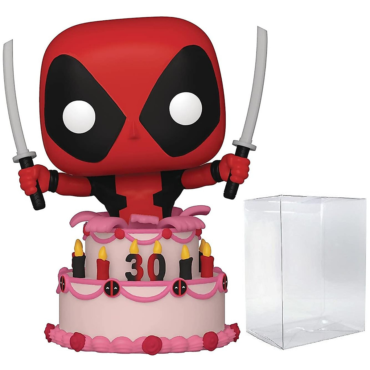 Funko POP Marvel: Deadpool 30th - Deadpool in Cake Pop! Vinyl Figure (Bundled with Compatible Pop Box Protector Case), Multicolor, 3.75 inches