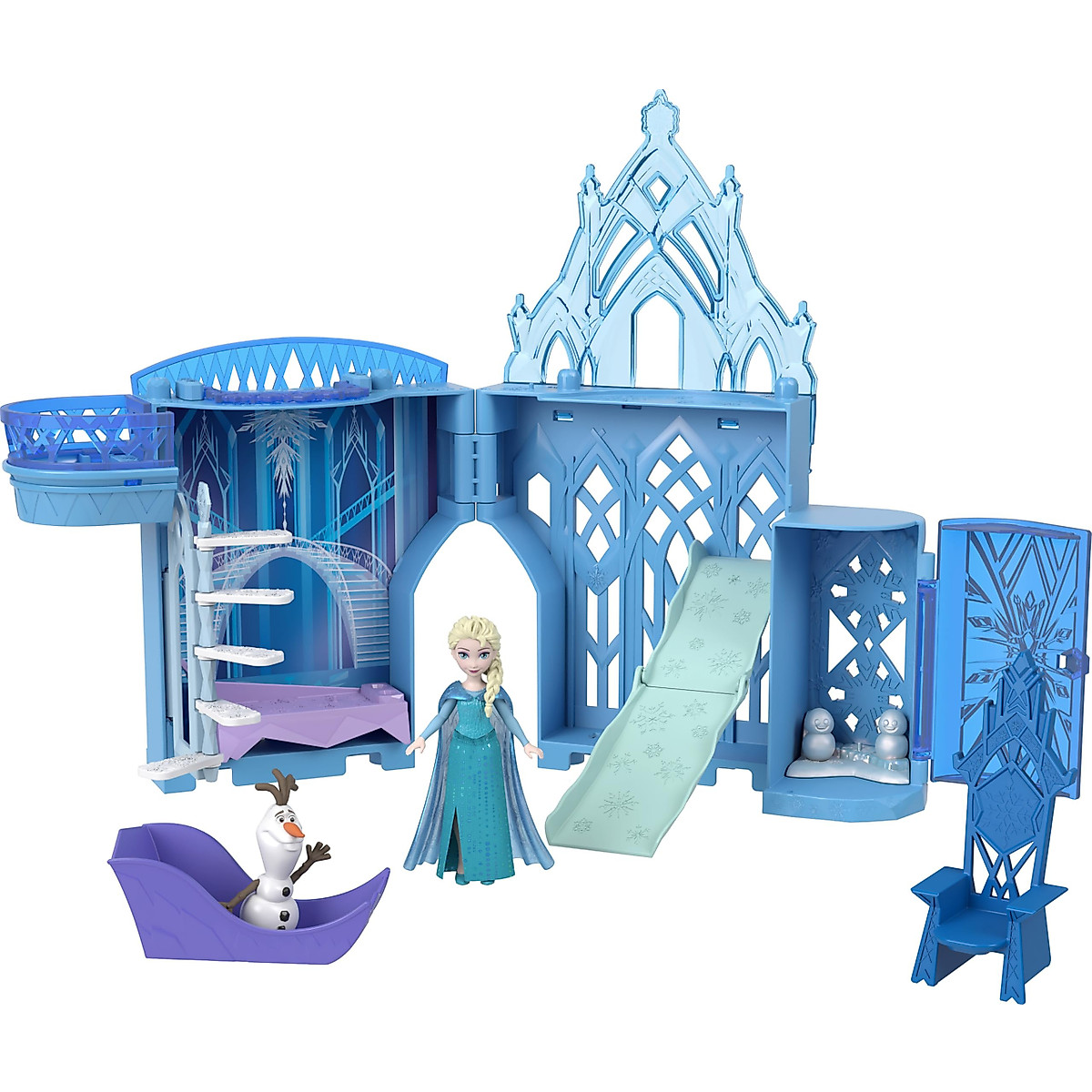 Mattel Disney Frozen Toys, Elsa Ice Palace Storytime Stackers, Castle Doll House Playset with Small Doll & 8 Accessories