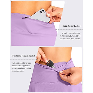 Women's Pleated Tennis Skirts with 4 Pockets Athletic Golf Skorts Skirts for Women High Waisted Layered Skirts with Shorts for Workout Running (Purple, Small)