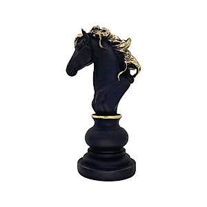 LOOYAR Three Pack Chess King Queen Knight Statue Sculpture Ornament Collectible Figurine Craft Furnishing for Home House Decoration Office Desk Table Wine Cabinet Arrangement Gift