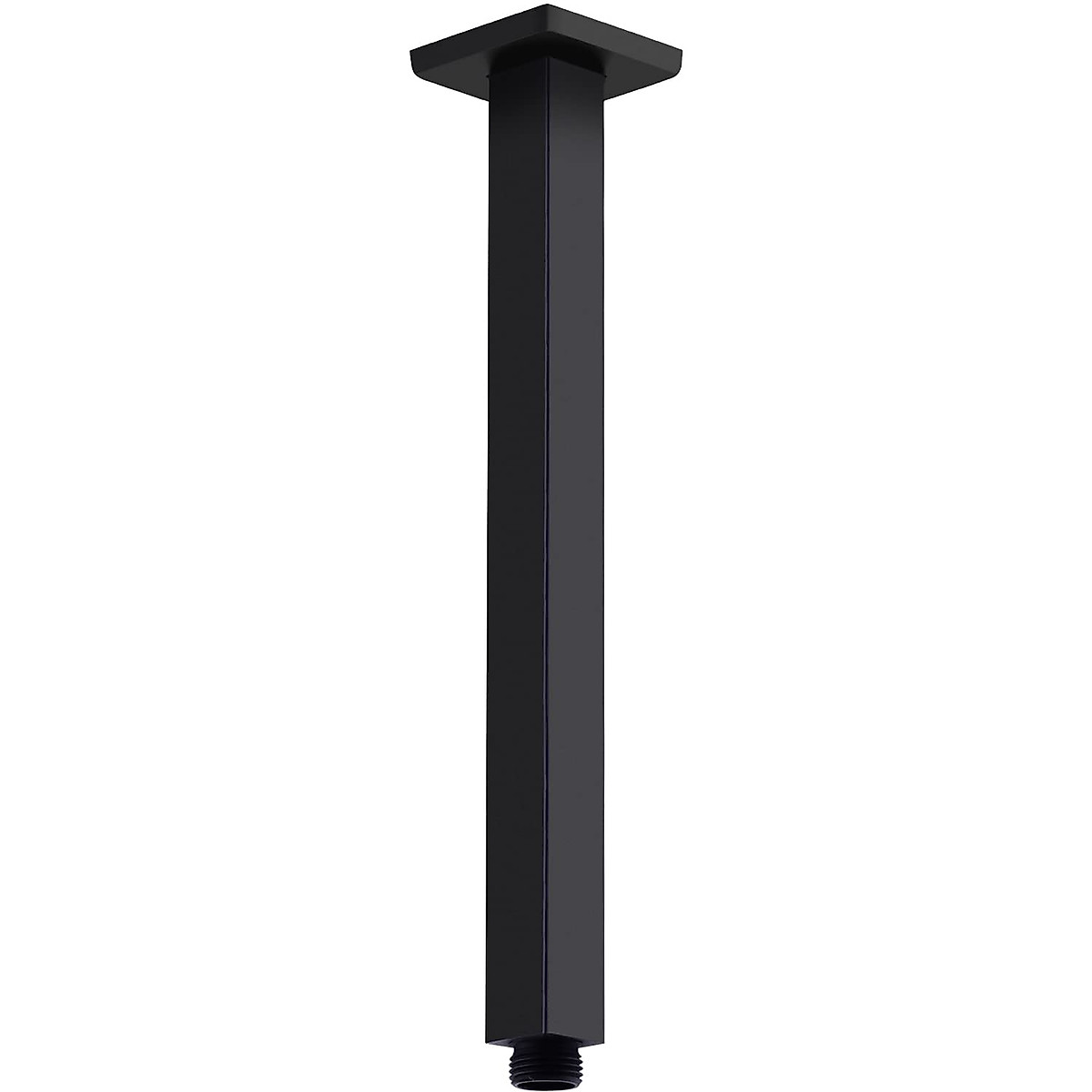 Matte Black Shower Arm with Flange 12 Inch Replacement Extension Pipe Stainless Steel Rainfall Shower Head Extender Arm, Square Shaped