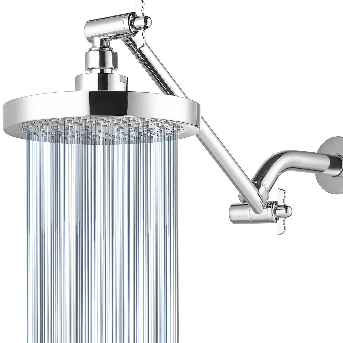 Nuodan High Pressure Rain Shower Head with 11'' Extension Arm - High Flow Rainfall Showerhead - Luxury Modern Look - Pressure Boosting (Chrome)