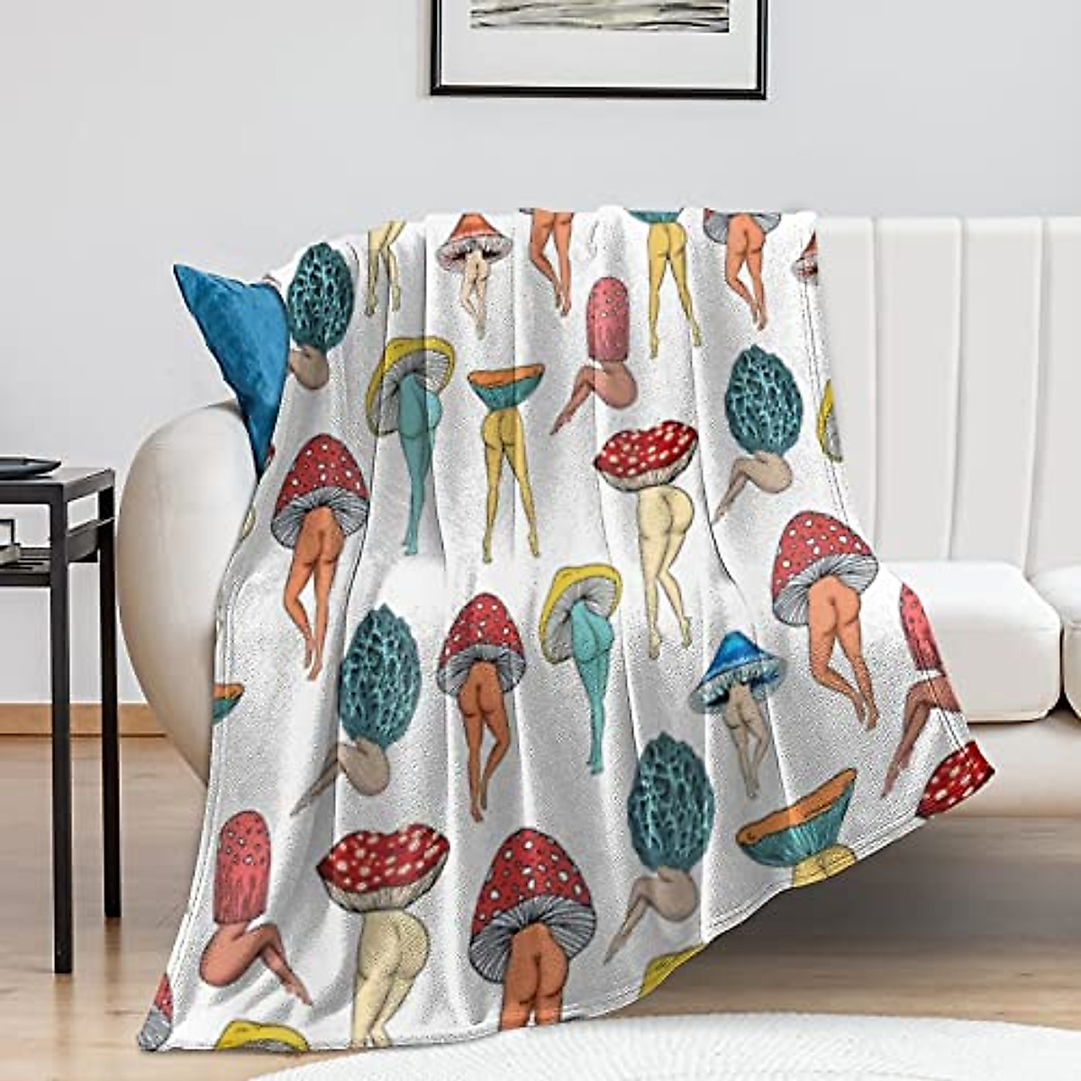 Mushroom Butt Flannel Fleece Blanket Ultra-Soft Cozy Plush Blanket Air Conditioning Blanket Throw Blanket Microfiber Blankets for Bed Couch Chair Car Living Room 40''×50''