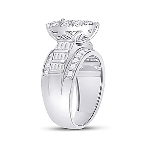 Dazzlingrock Collection 10kt White Gold Round Diamond Pear Bridal Wedding Engagement Ring 2 Cttw