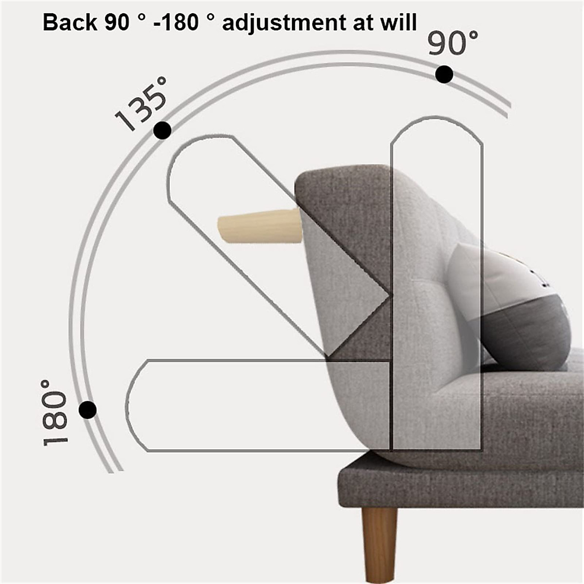 JHKZUDG Convertible Chair Bed, 3 Angles Adjustable Back,Sleeper Sofa with Adjustable Backrest, 4-in-1 Folding Floor Couch,for Dorm, Guest Room,Beige,120 × 61 × 75cm