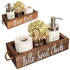 Nice Butt Bathroom Decor Box, One Box with Print on 2 Sides Farmhouse Bathroom Decor Nice Butt Bathroom Box Toilet Box, Hello Sweet Cheeks Bathroom Box Rustic Decor, Toilet Organizer Farmhouse Decor