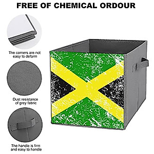 Jamaican Retro Flag Collapsible Storage Bins Basics Folding Fabric Storage Cubes Organizer Boxes with Handles