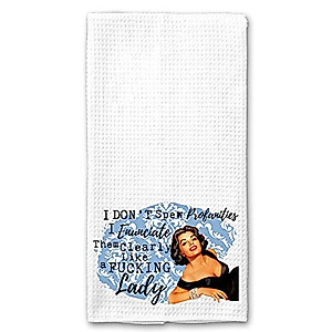 I Don't Spew Profanities, I Enunciate them Clearly Like a F*cking Lady Funny Vintage 1950's Housewife Pin-up Girl Waffle Weave Microfiber Towel Kitchen Linen Gift for Her BFF