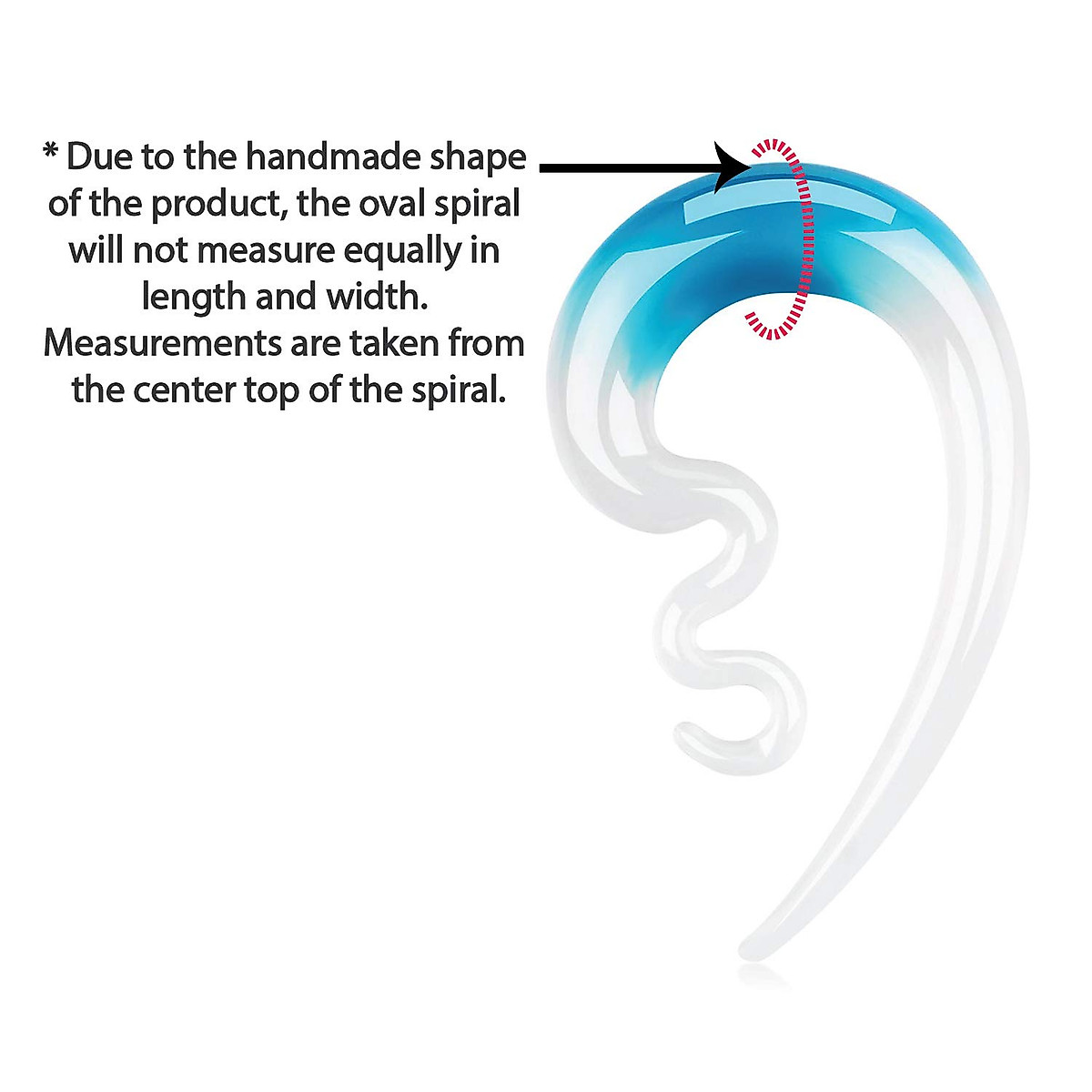 BodyJ4You 2PC Glass Ear Tapers Plugs 0G Aqua White Handmade Hanger Piercing Jewelry Set