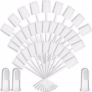 Tondiamo 100 Pcs Baby Tongue Cleaner Toothbrush Baby Oral Cleaner with 3 Pieces Finger Toothbrush for Newborn Baby Mouth Cleaner Oral Cleaning Infant Cleaner Toothbrush for 0-36 Months Baby