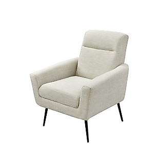 Tiokop Mid Century Modern Upholstered Fabric Accent, Living Room, Bedroom Leisure Single Sofa (Metal Legs), TV armrest seat, Suitable for Small Space Home, Office, Coffee Chair, Beige