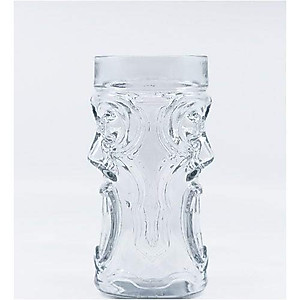 AMZ Empire Screaming Tiki Glasses 16 oz Cooler Glass, 4 Pieces, Modern Bar Party Set With Picks