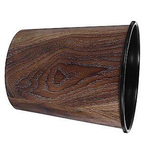 SEWACC Retro Imitation Wood Grain Trash Can Plastic Garbage Can Plastic Garbage Container Household Garbage Can Rustic Waste Container Office Trash Bin Kitchen Trash Bin Waste Basket